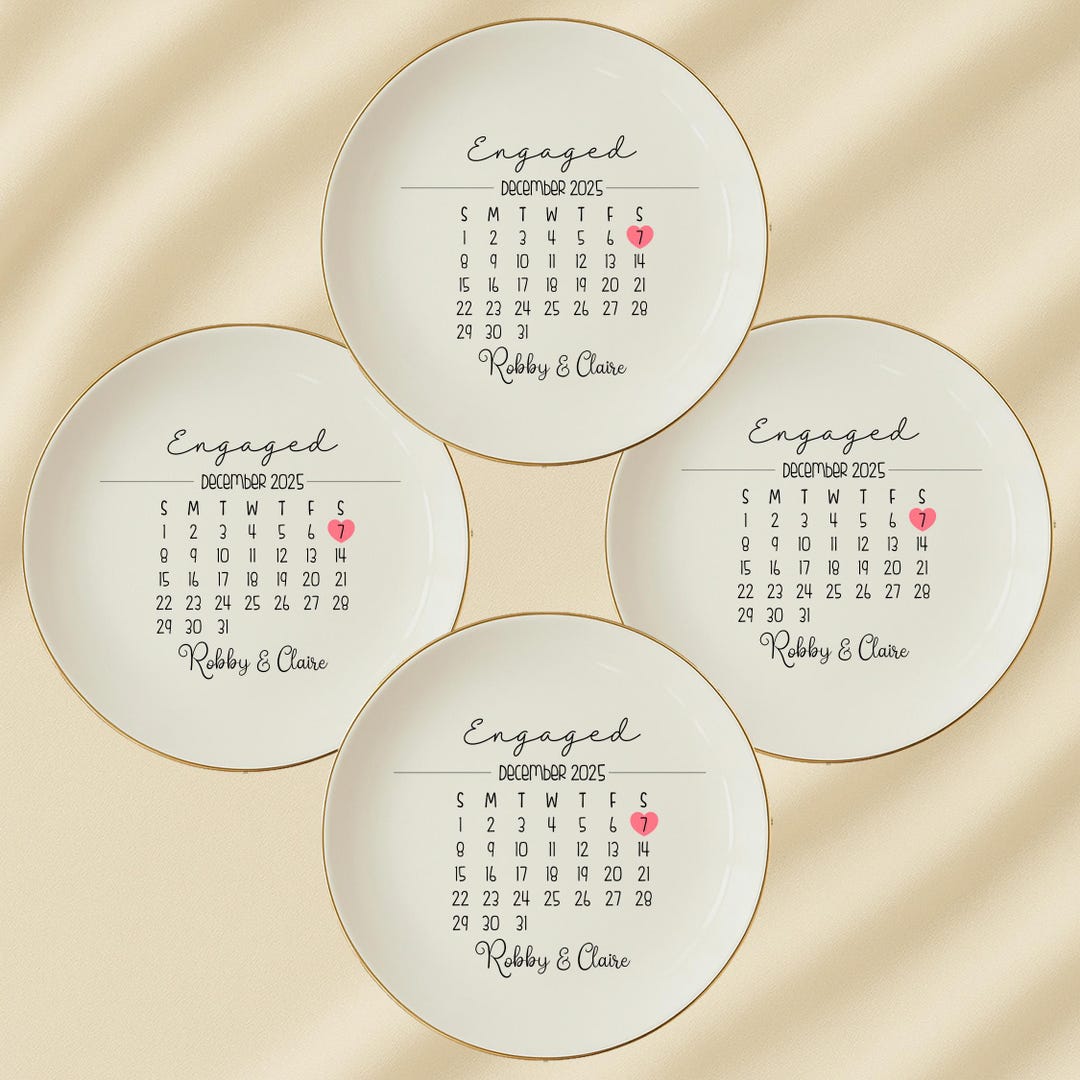 Wedding Calendar Date Jewelry Dish, Personalised Wedding Ring Dish ...