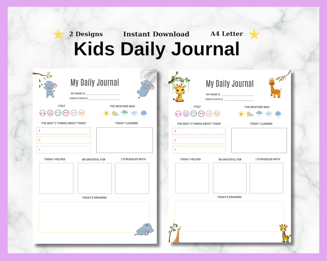 Kids Daily Journal Printable | Journal for Kids | Diary for Children ...