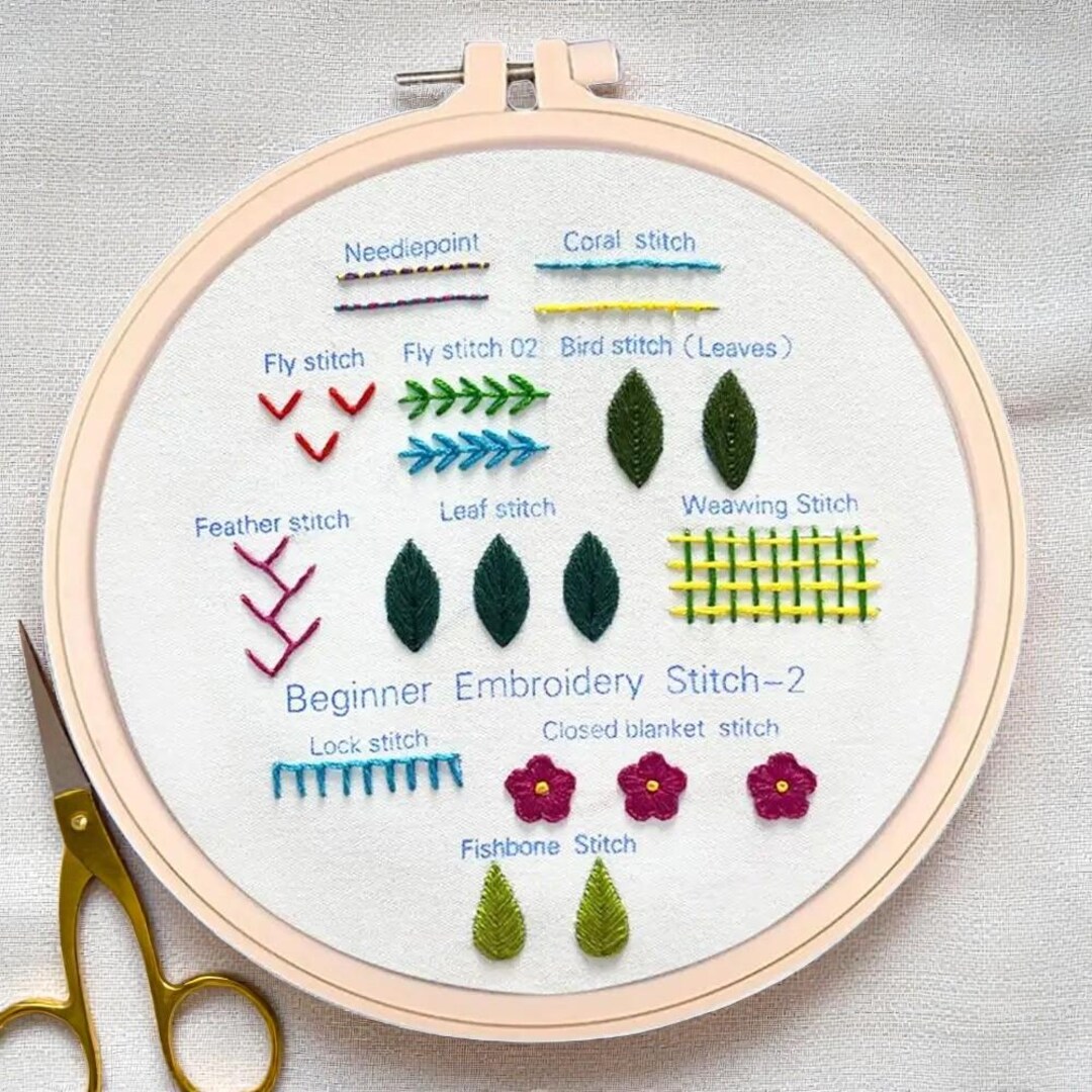 Beginner Embroidery Stitch Practice Kit | Learn 11 Stitches | DIY ...