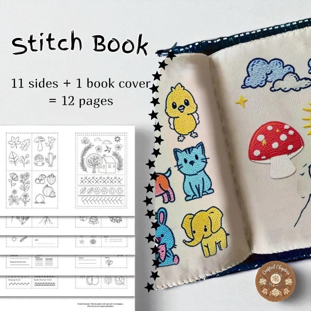 Handcrafted Stitch Book, Complete Embroidery Starter Kit, Beginner ...