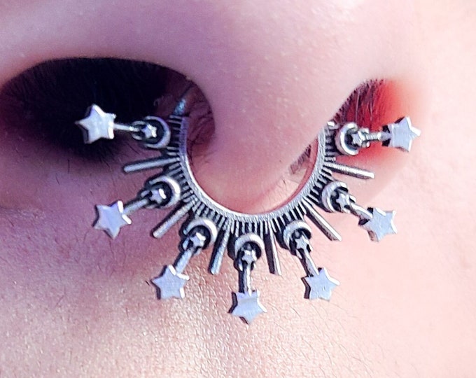 Celestial Aura Septum Piercing, Star, Constellation, Nose Ring ...