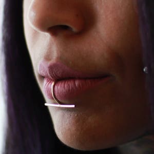Solid Gold Fake Lip Ring, 10k Gold Lip Cuff, Snake Bites, Faux Lip ...