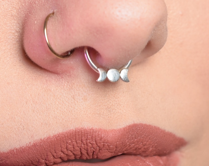 Lunar Phase Septum, Moon Body Jewelry, Witchy, Moon Crescent Nose Ring ...