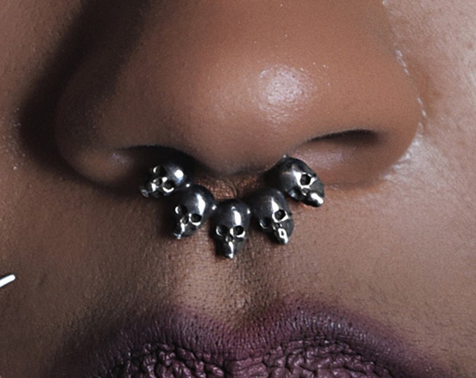 5 Skull Septum Ring, Massive, Oversized, Statement, Bold, Viking, Punk ...