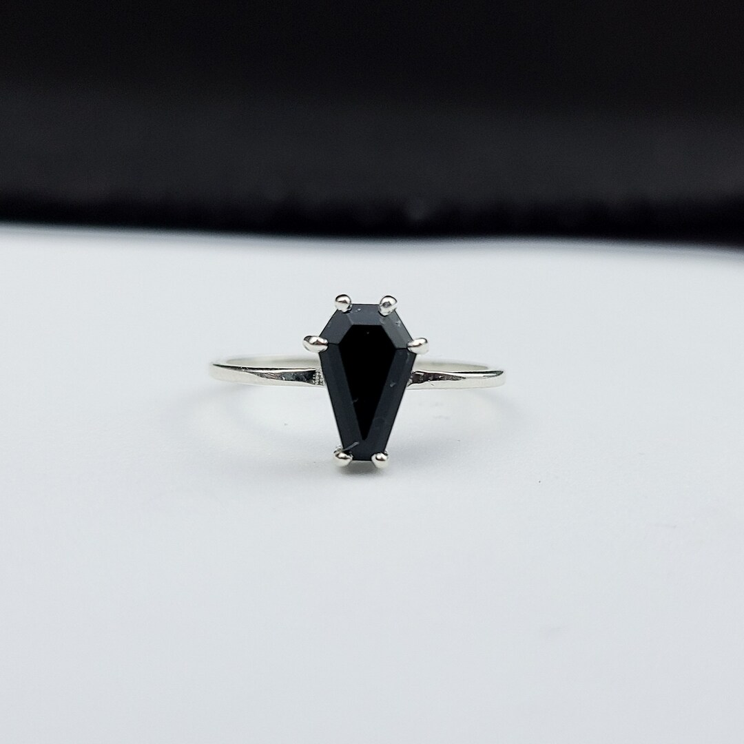 Halloween Engagement Ring, Black Coffin Ring, Gothic Wedding, Promise ...