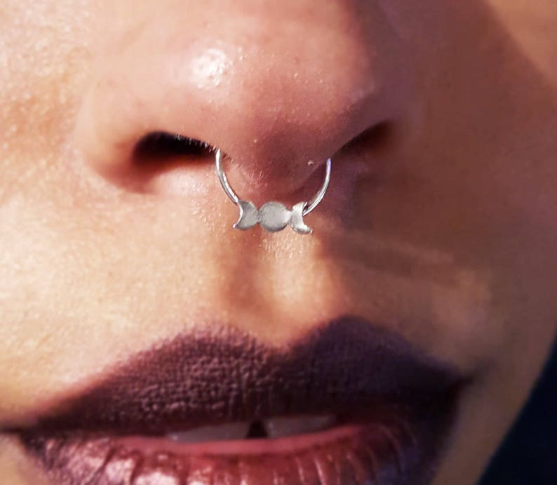 Lunar Phase Septum, Moon Body Jewelry, Witchy, Moon Crescent Nose Ring ...