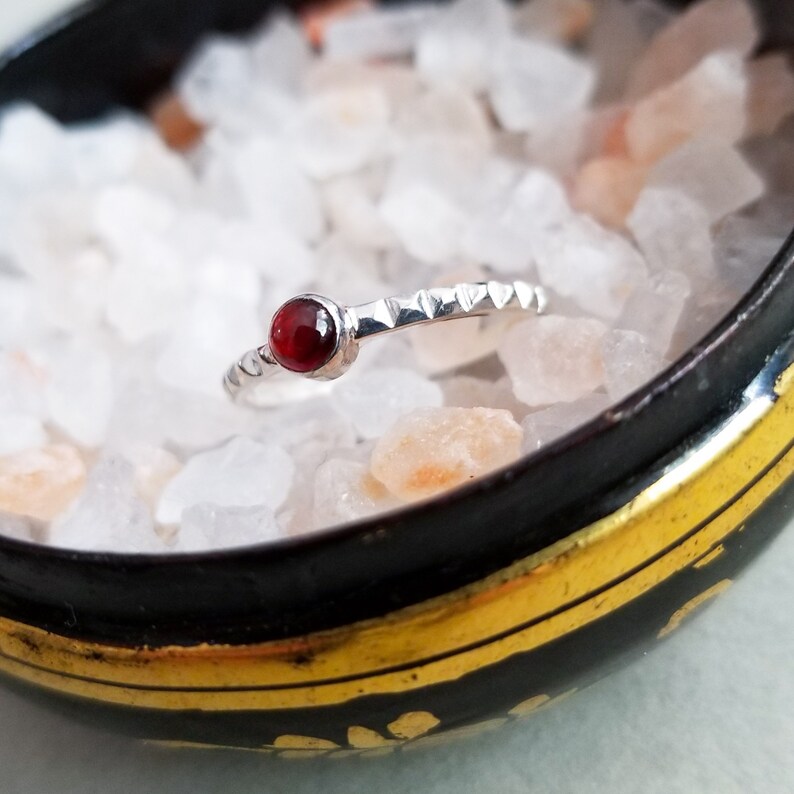 Garnet Blood Drop Studded Ring, Red Gemstone Ring, January Birthstone ...