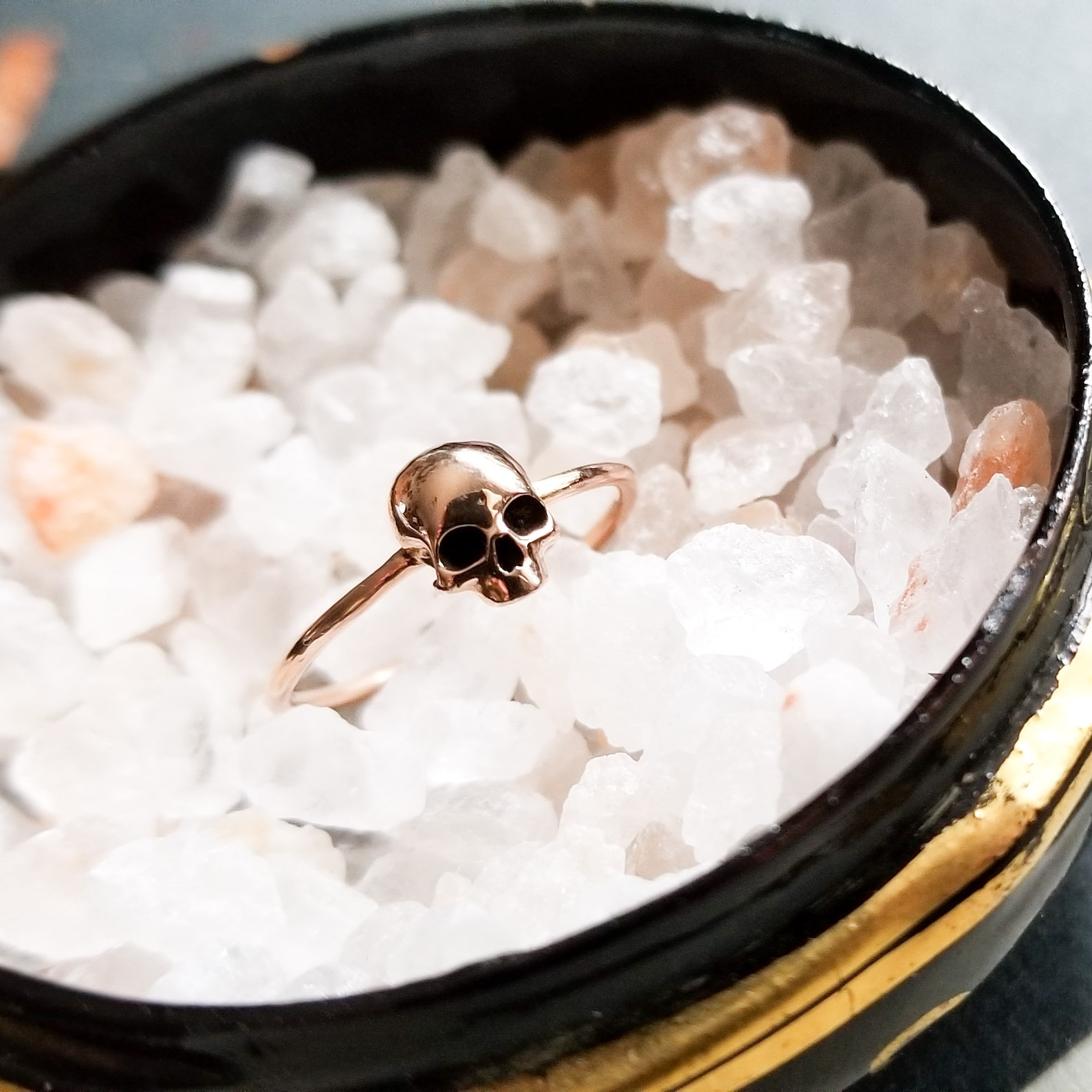 14k Rose Gold Skull Ring Tiny Stackable Promise Ring Skull | Etsy