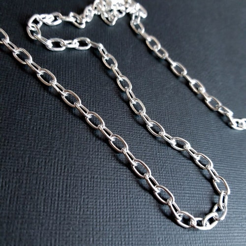 Thick Heavy Chain Necklace Oxidized Sterling Silver Chain Link - Etsy