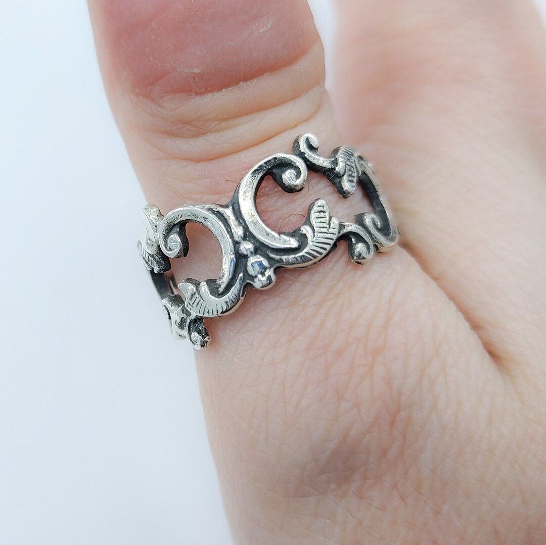 Baroque Ornate Ring, Gothic Victorian Ring, Floral Band, Wedding Band ...