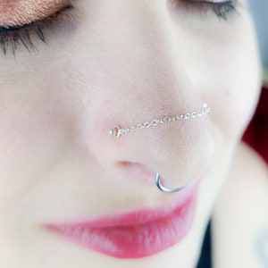 1mm Cable Nose Chain, Sterling Silver, Conch, Cartilage, Ear Climber ...