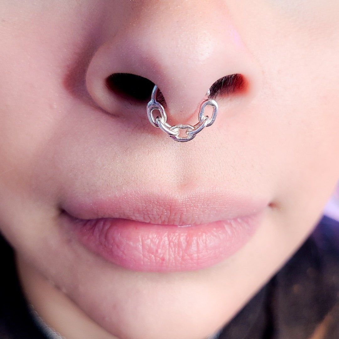 Bold Chain Septum, Chain Nose Ring, Modern Nose Jewelry, Cartilage ...