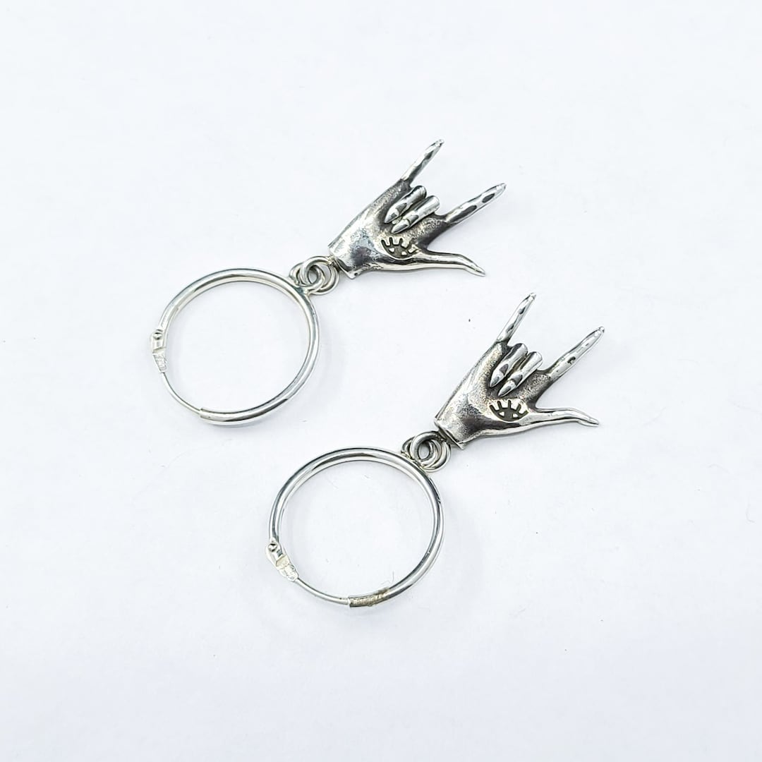 ASL ILY Hoop Earrings, Sign Language, I Love You, American Sign ...