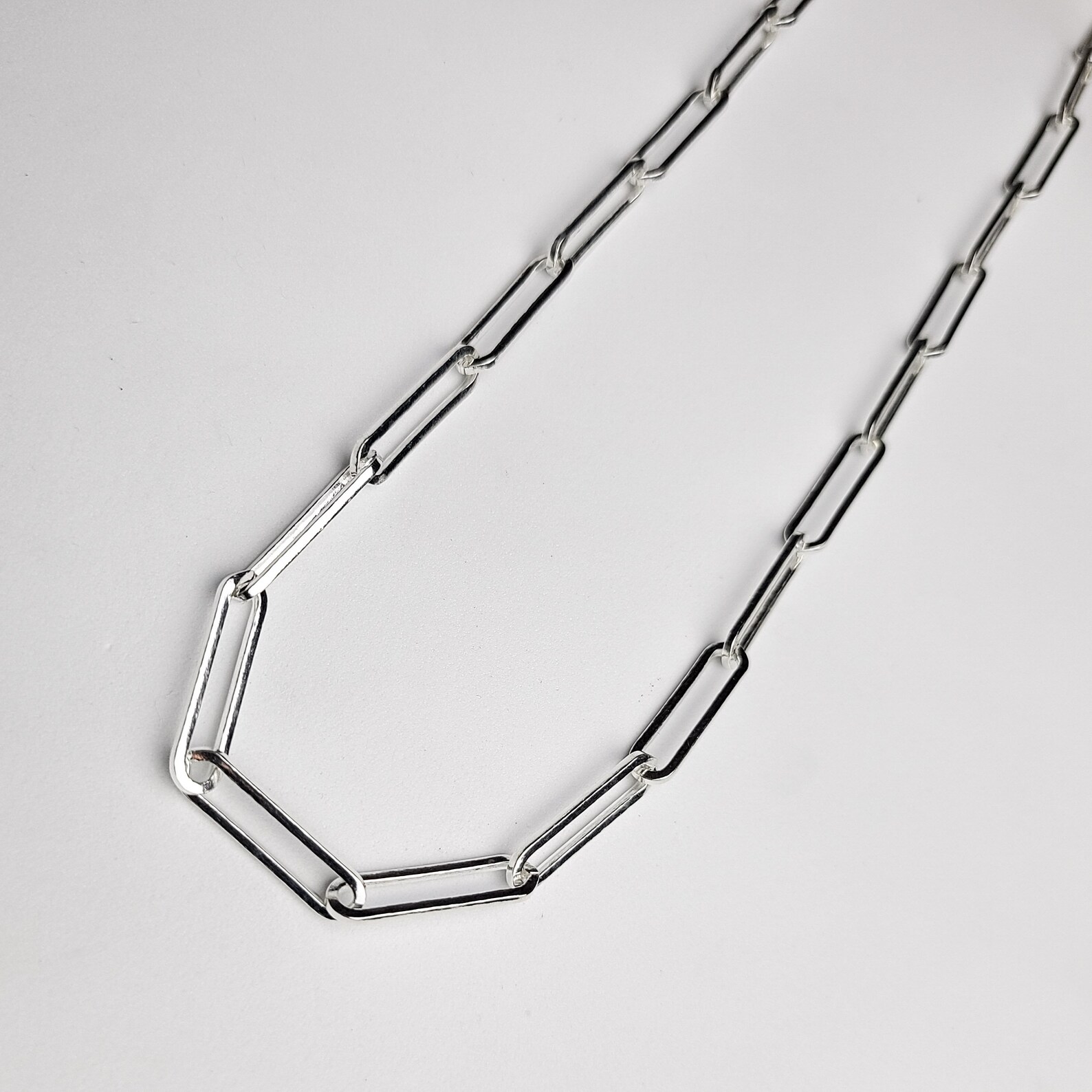 6mm Wide Paperclip Chain, Long Silver Necklace, Sterling Silver, Modern ...
