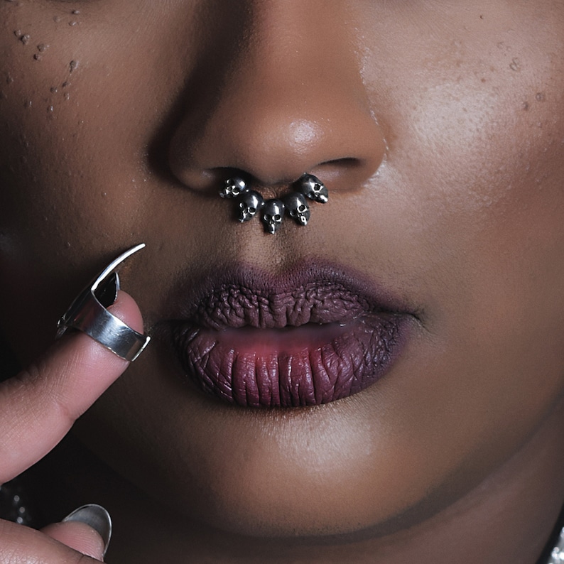 5 Skull Septum Ring, Massive, Oversized, Statement, Bold, Viking, Punk ...