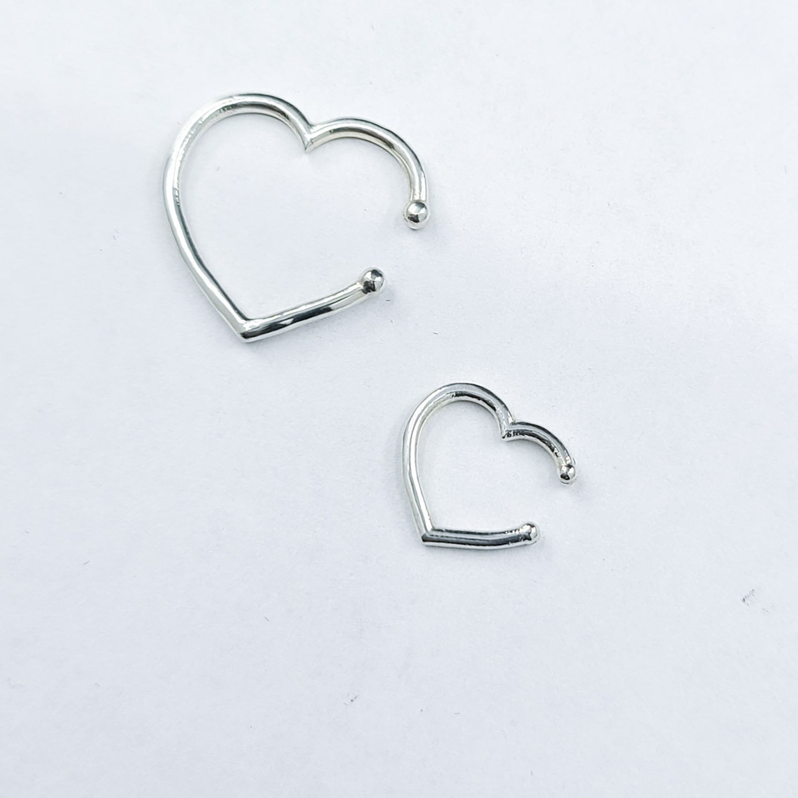 Small Heart Fake Piercing, Faux Nose Ring, Fake Nose Hoop, Valentines ...