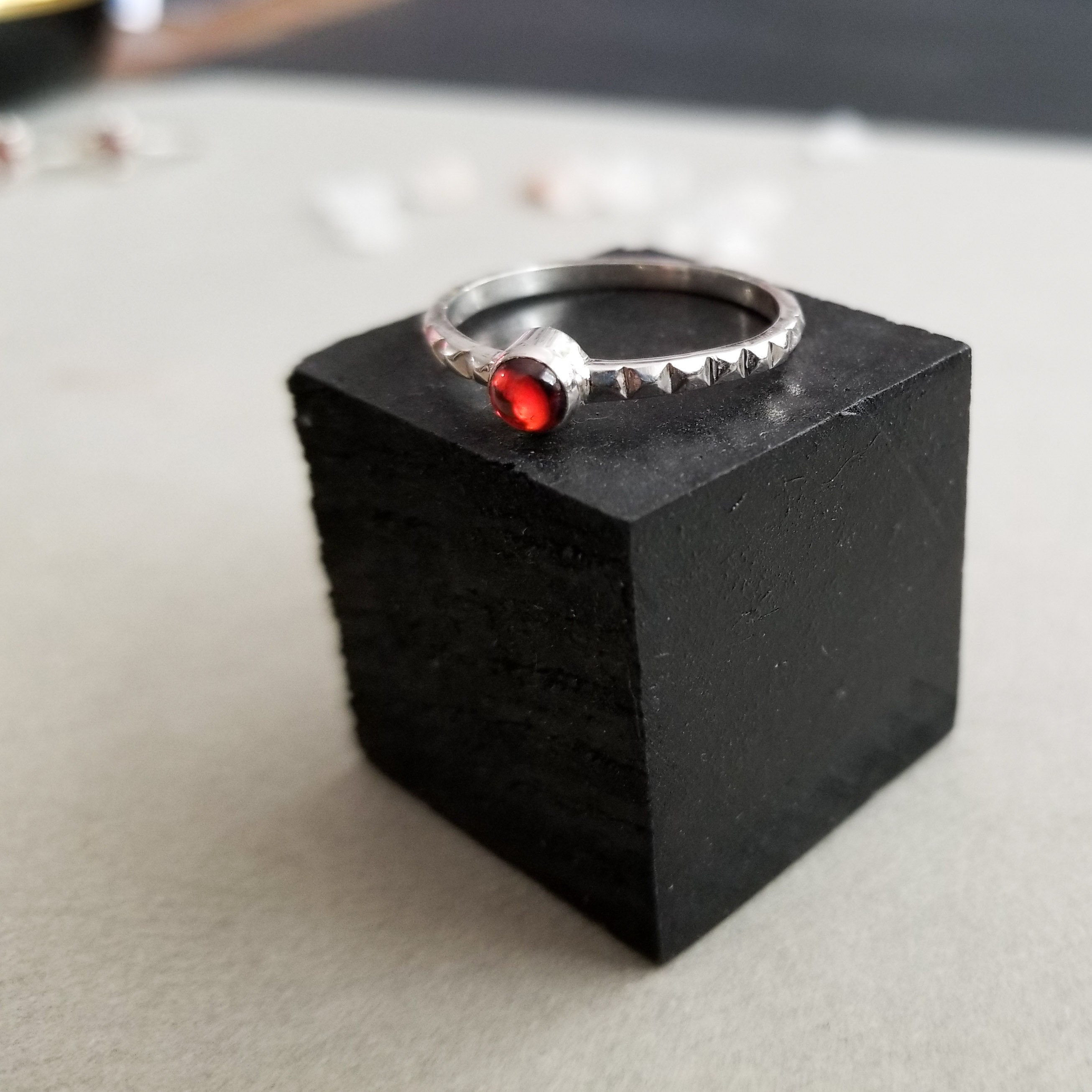 Garnet Blood Drop Studded Ring, Red Gemstone Ring, January Birthstone ...