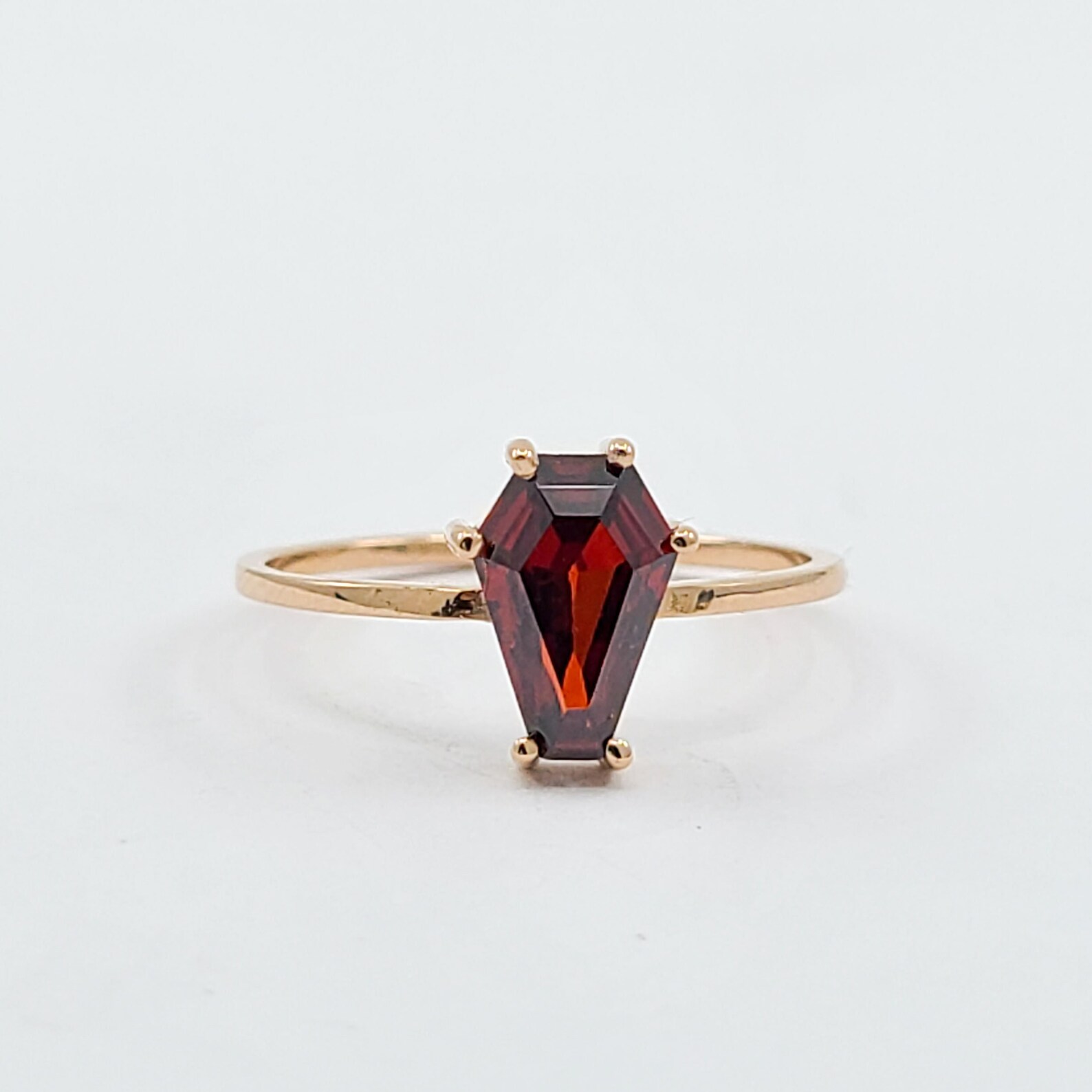 Blood Red Coffin Ring 14K Rose Gold Engagement Ring Gothic - Etsy
