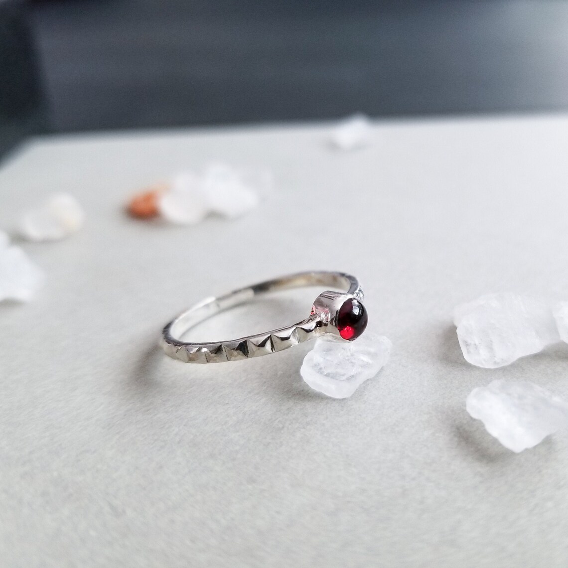 Garnet Blood Drop Studded Ring, Red Gemstone Ring, January Birthstone ...