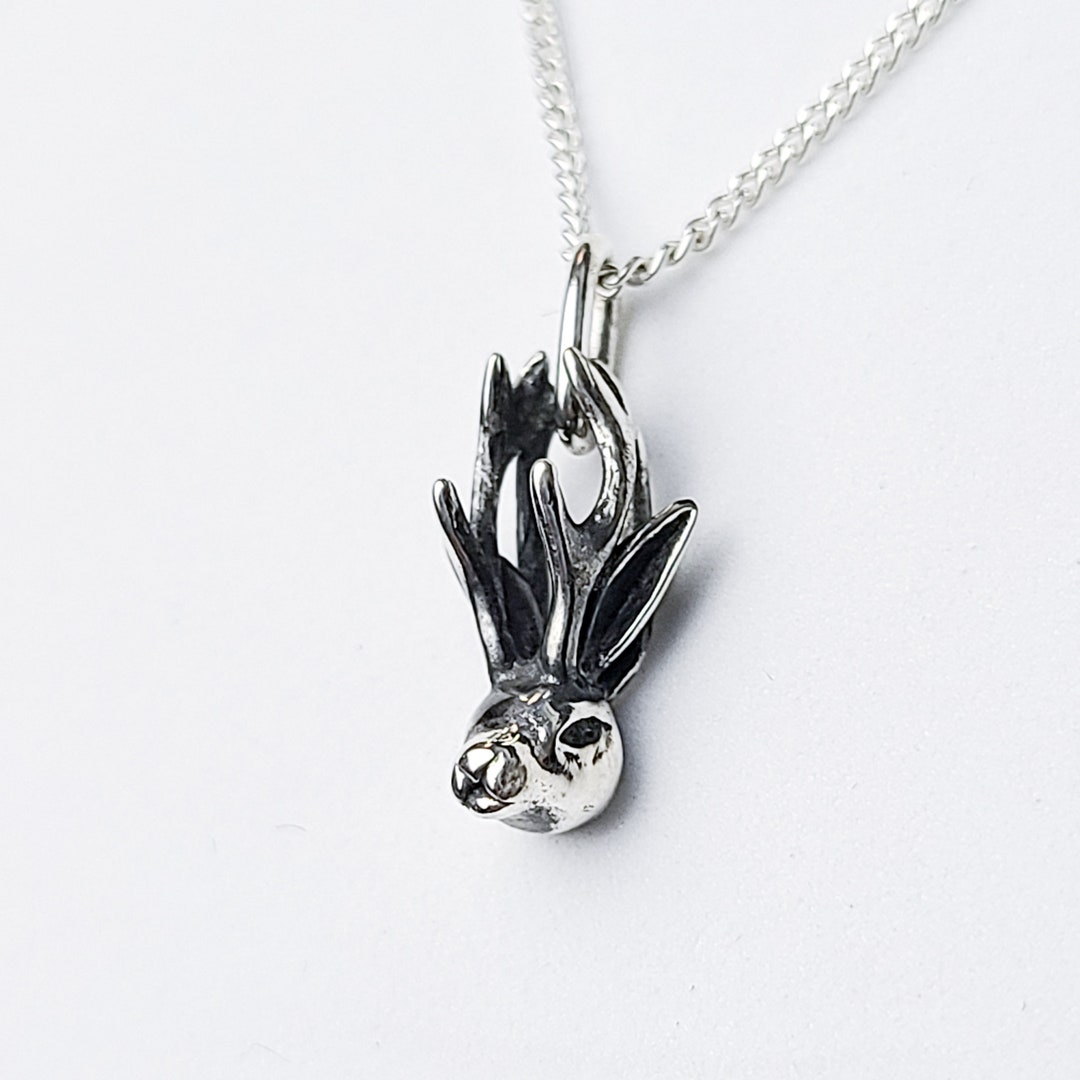 Silver Jackalope Pendant, Rabbit Necklace, Bunny, Mythical Creature ...