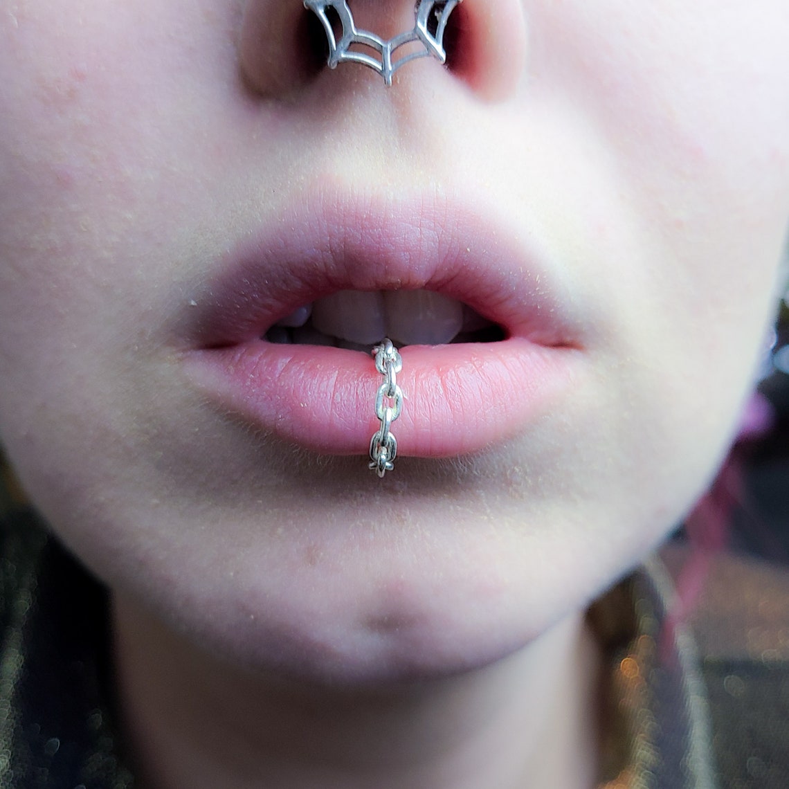 Chain Fake Lip Ring Fake Lip Cuff Lip Jewelry Faux Lip - Etsy 日本
