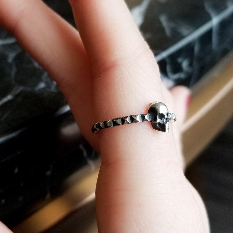 Studded Skull Ring Punk Engagement Ring Heavy Metal Biker | Etsy