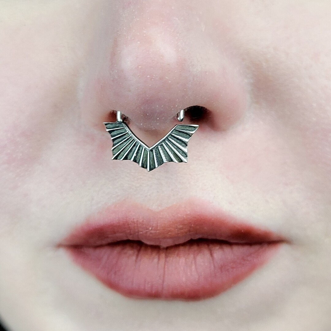 Sacred Aura Septum, Ornate Nose Ring, Angel Wings, Feather, Oversized ...