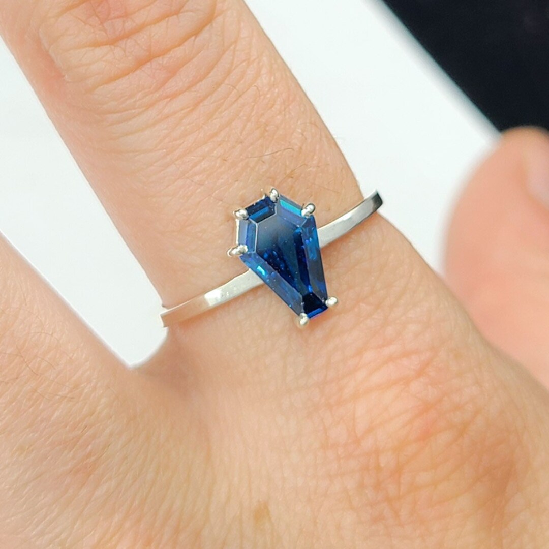 Cute Sapphire Blue Coffin Ring, Occult Ring, Halloween Jewelry ...