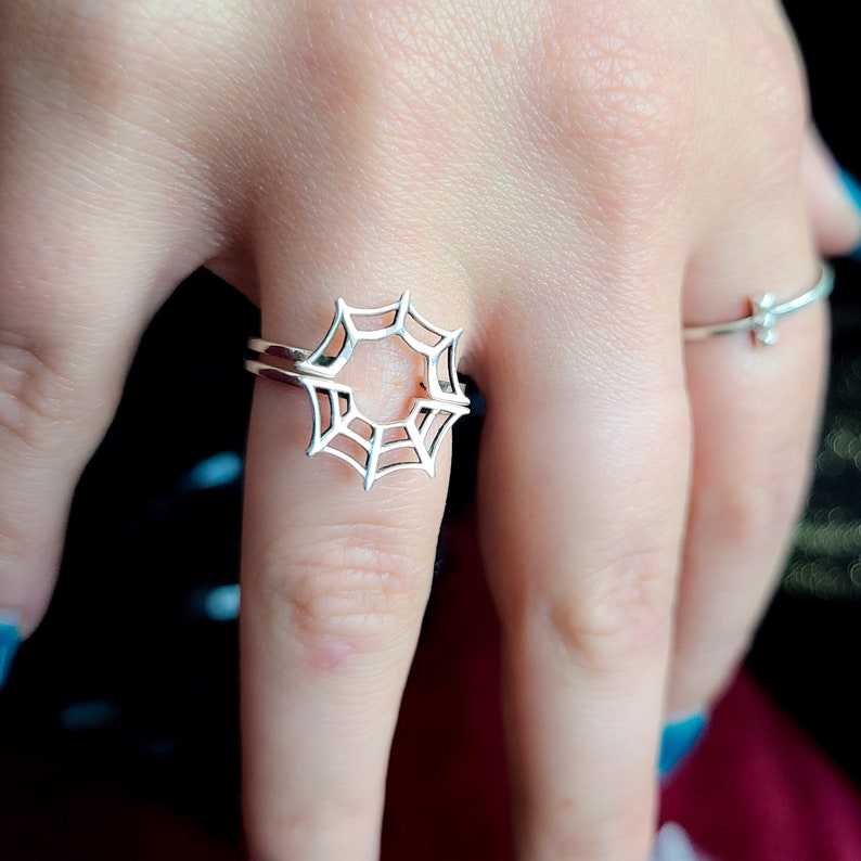 Stackable Spider Web Ring Halloween Jewelry Cobweb Black - Etsy