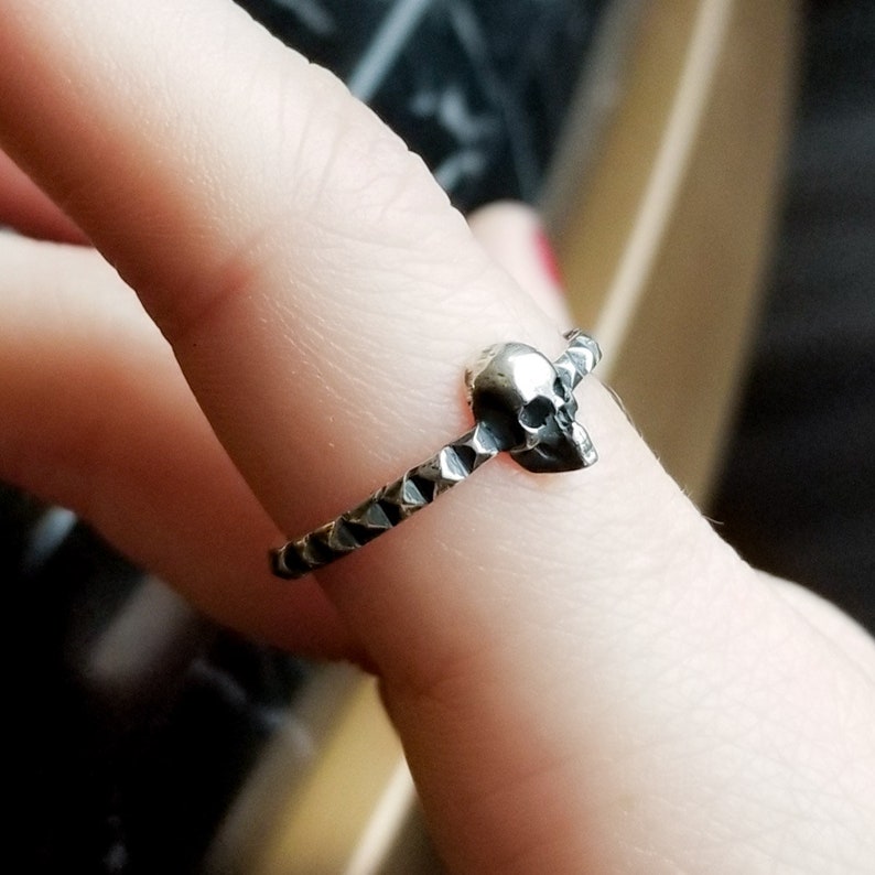 Studded Skull Ring Punk Engagement Ring Heavy Metal Biker | Etsy