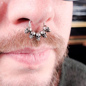 5 Skull Septum Ring, Massive, Oversized, Statement, Bold, Viking, Punk ...