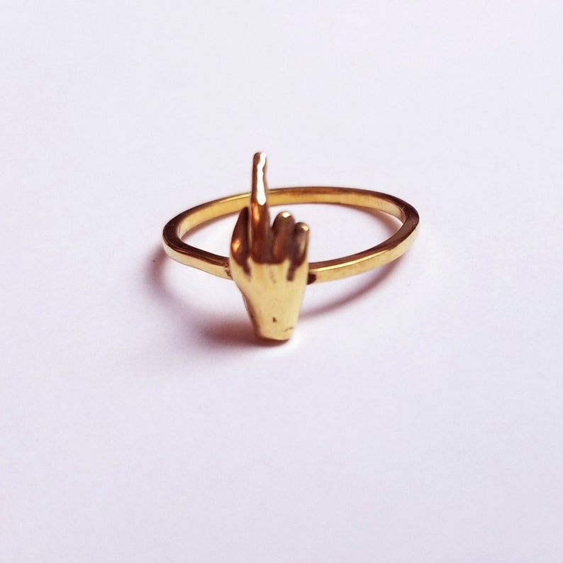 14K Rose Gold Middle Finger Ring Divorce Gift F U Swear | Etsy