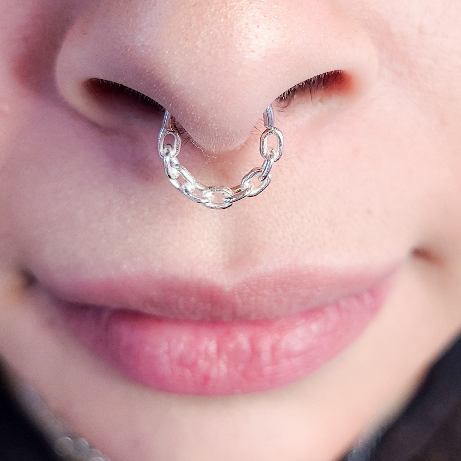 Solid Chain Septum Cartilage Hoop Nose Ring Piercing - Etsy