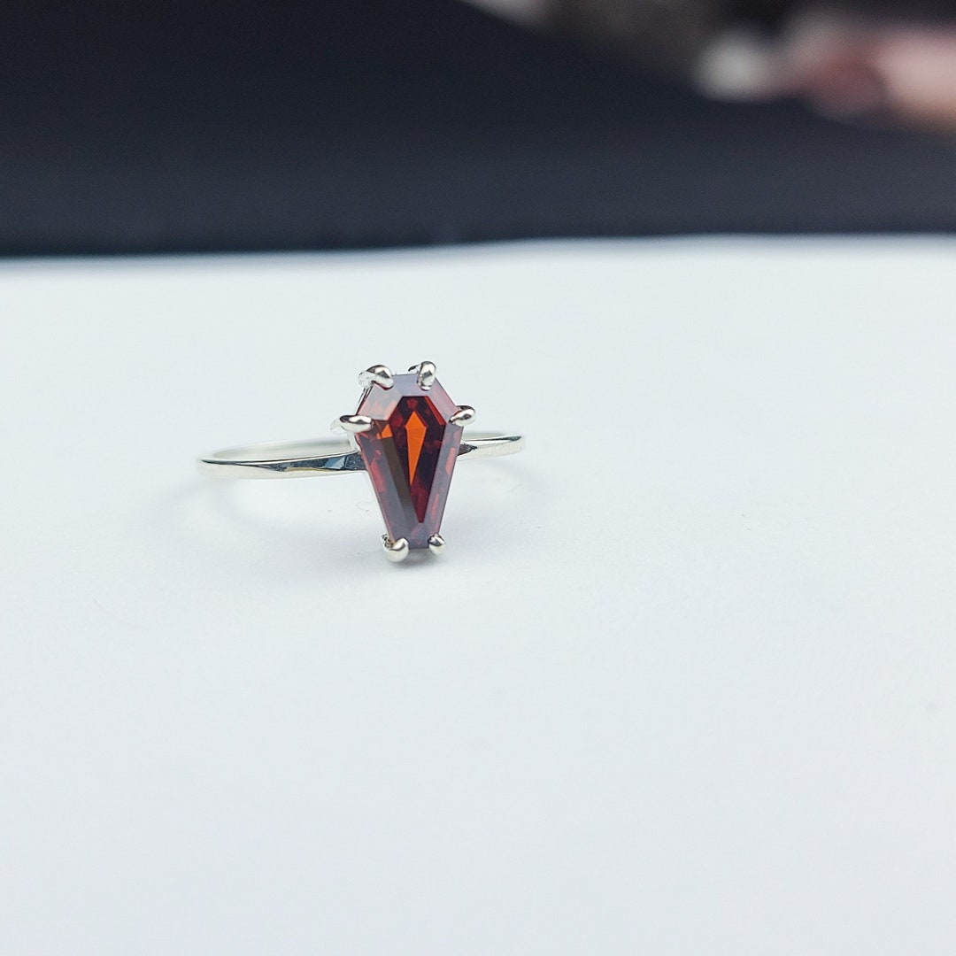 Deep Blood Red Coffin Ring Engagement Ring Vampire Wedding - Etsy