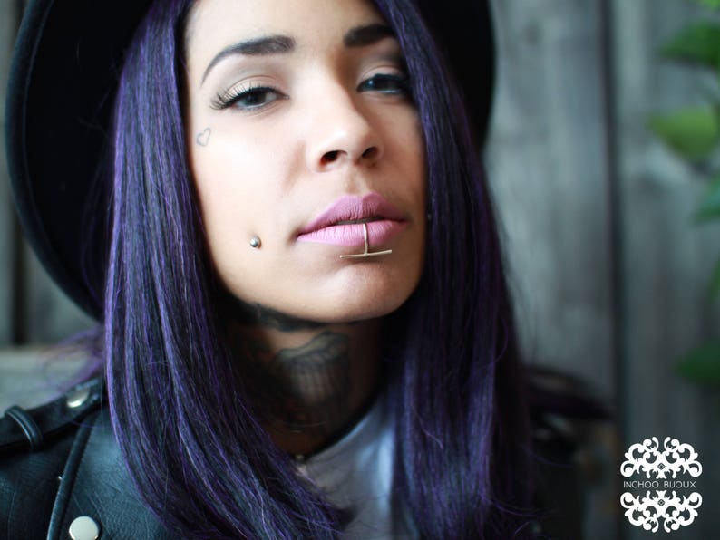 Solid Gold Fake Lip Ring 10k Gold Lip Cuff Snake Bites Faux - Etsy