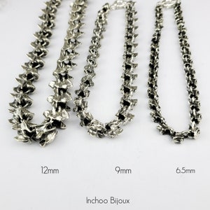 Thick 9mm Wide Vertebrae Spine Chain Necklace, Mens Silver Chain ...
