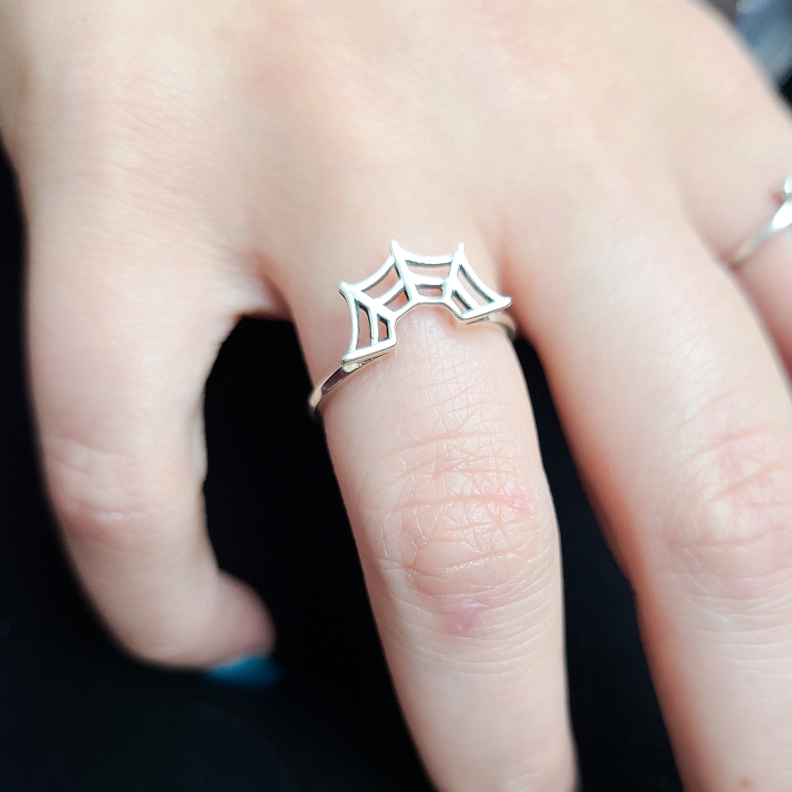 Stackable Spider Web Ring Halloween Jewelry Cobweb Black | Etsy