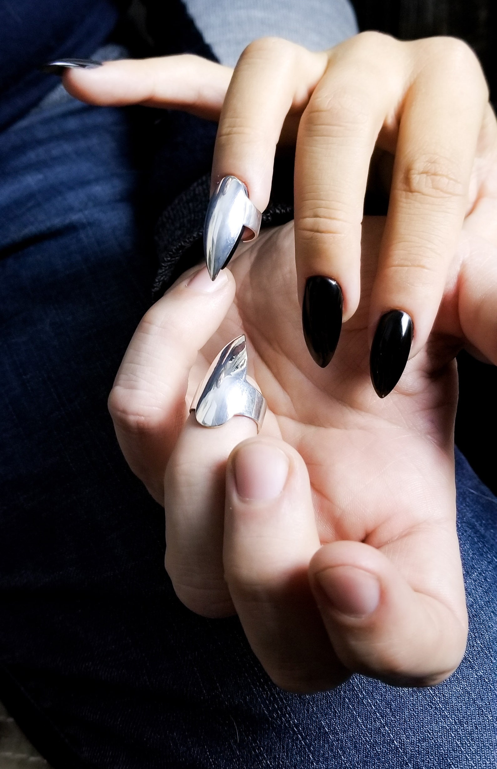 Silver Fake Nail Stiletto Claw Mirror Bigger Size Thumb Ring - Etsy