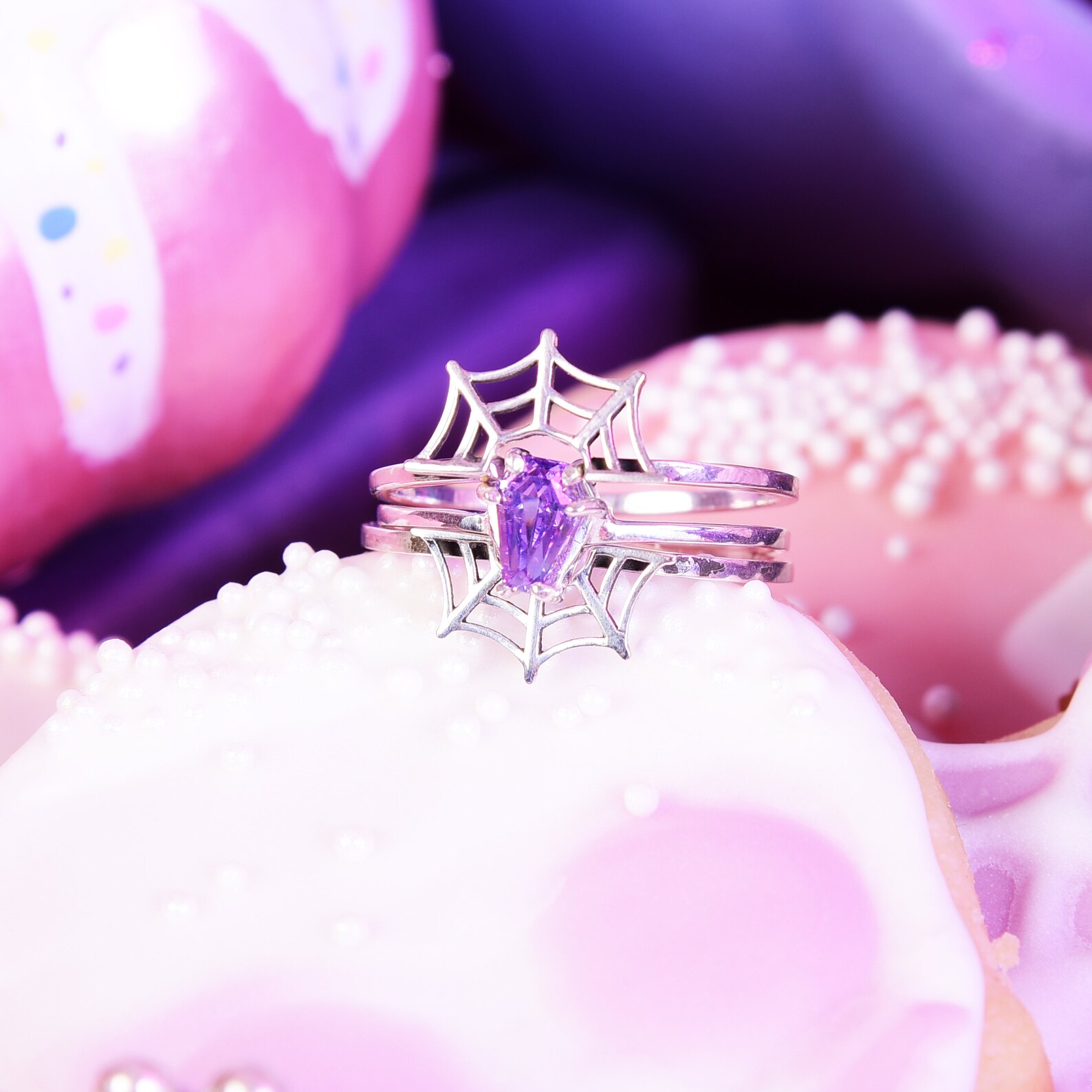 Stackable Spider Web Ring Halloween Jewelry Cobweb Black - Etsy