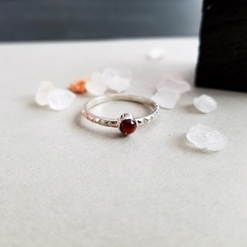 Garnet Blood Drop Studded Ring, Red Gemstone Ring, January Birthstone ...