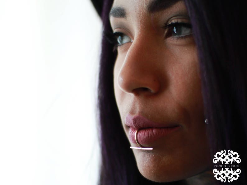 Solid Gold Fake Lip Ring 10k Gold Lip Cuff Snake Bites Faux - Etsy