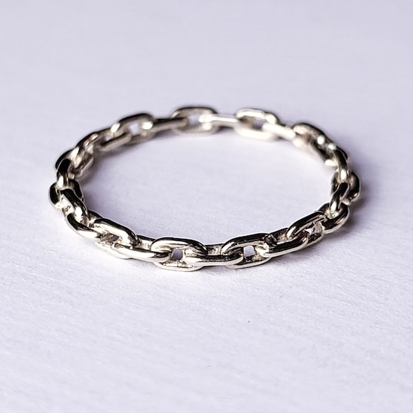 Silver Chain Ring - Etsy