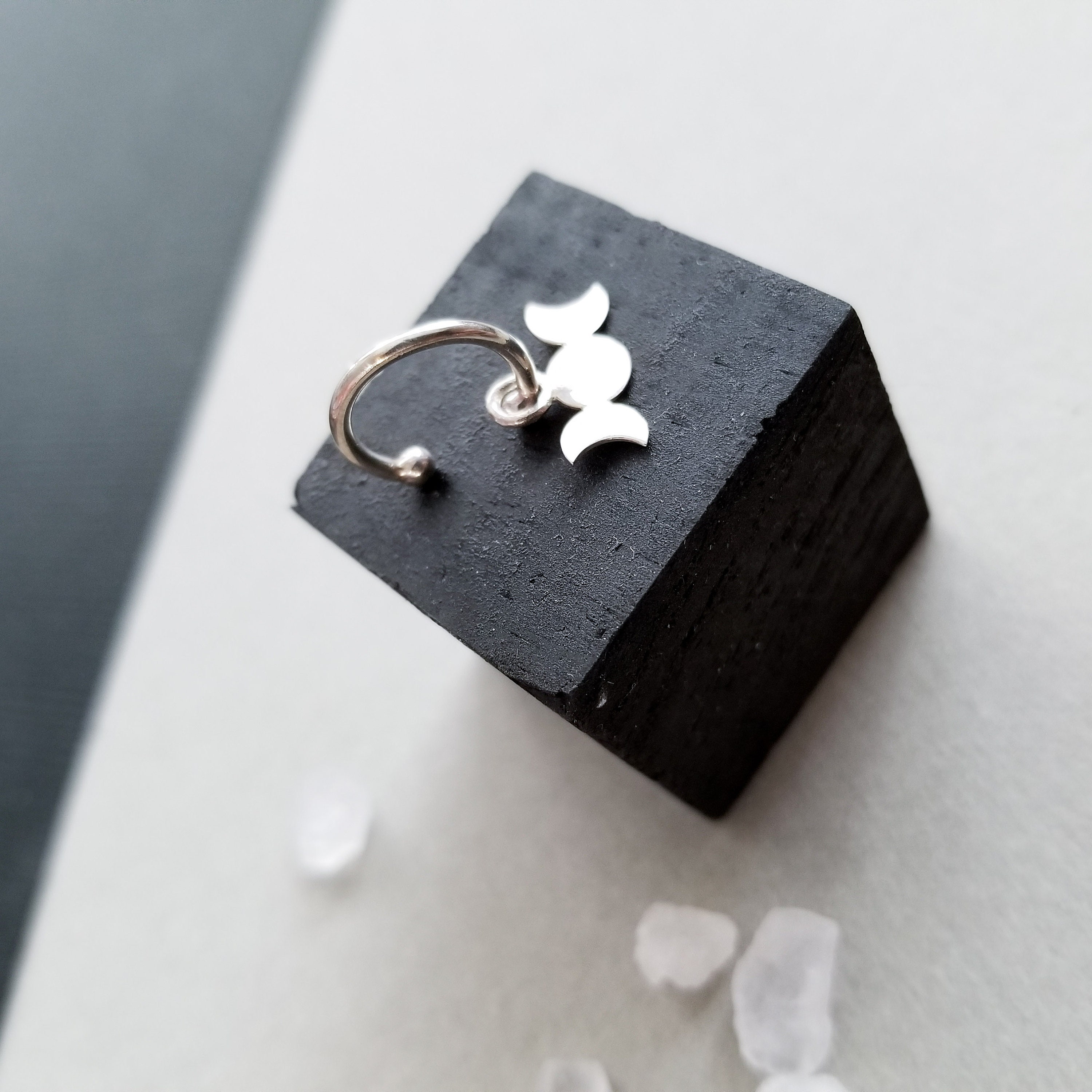 Moon Phase Dangling Lip Ring, Fake Lip Ring, Lip Piercing, Faux ...