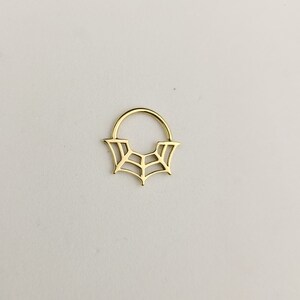 10K - 14K Yellow Gold Spider Web Nose Ring Septum Piercing, Spiderweb ...