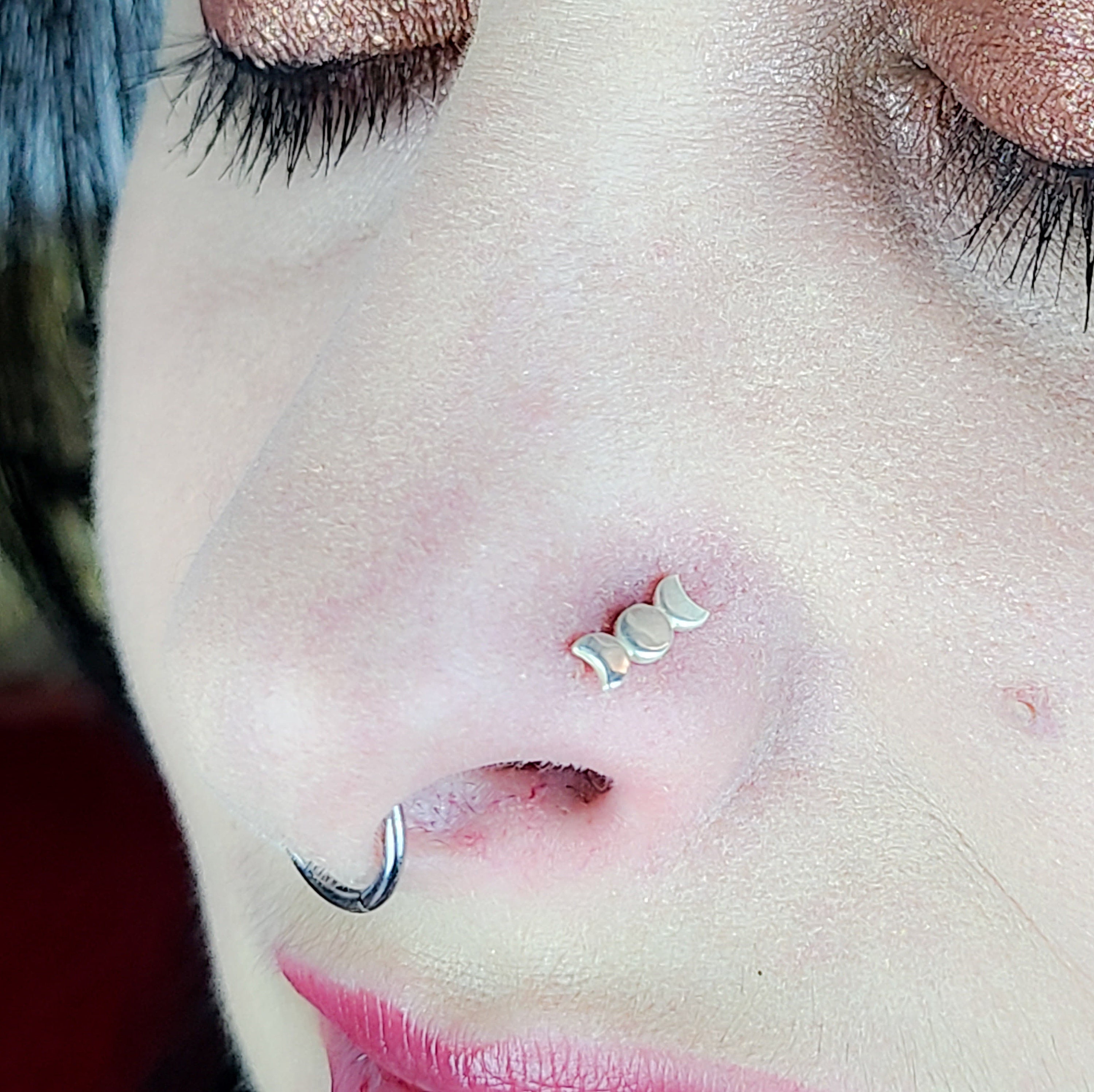 Moon Phase Nose Stud Silver Moon Nose Piercing Half Moon - Etsy Canada