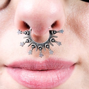 Celestial Aura Septum Piercing, Star, Constellation, Nose Ring ...