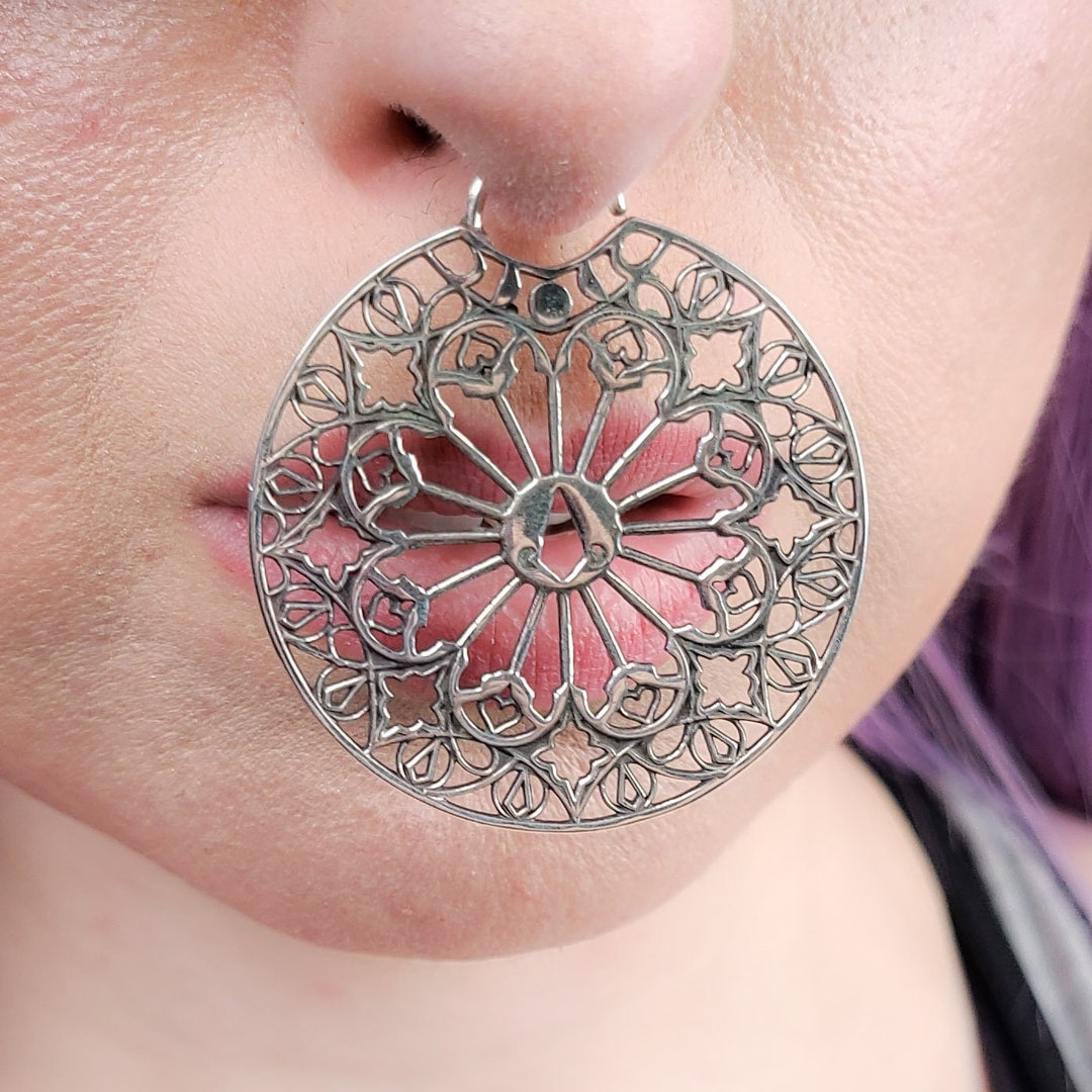 Oversized Moon Phase Cathedral Septum Piercing, Religious Jewelry ...