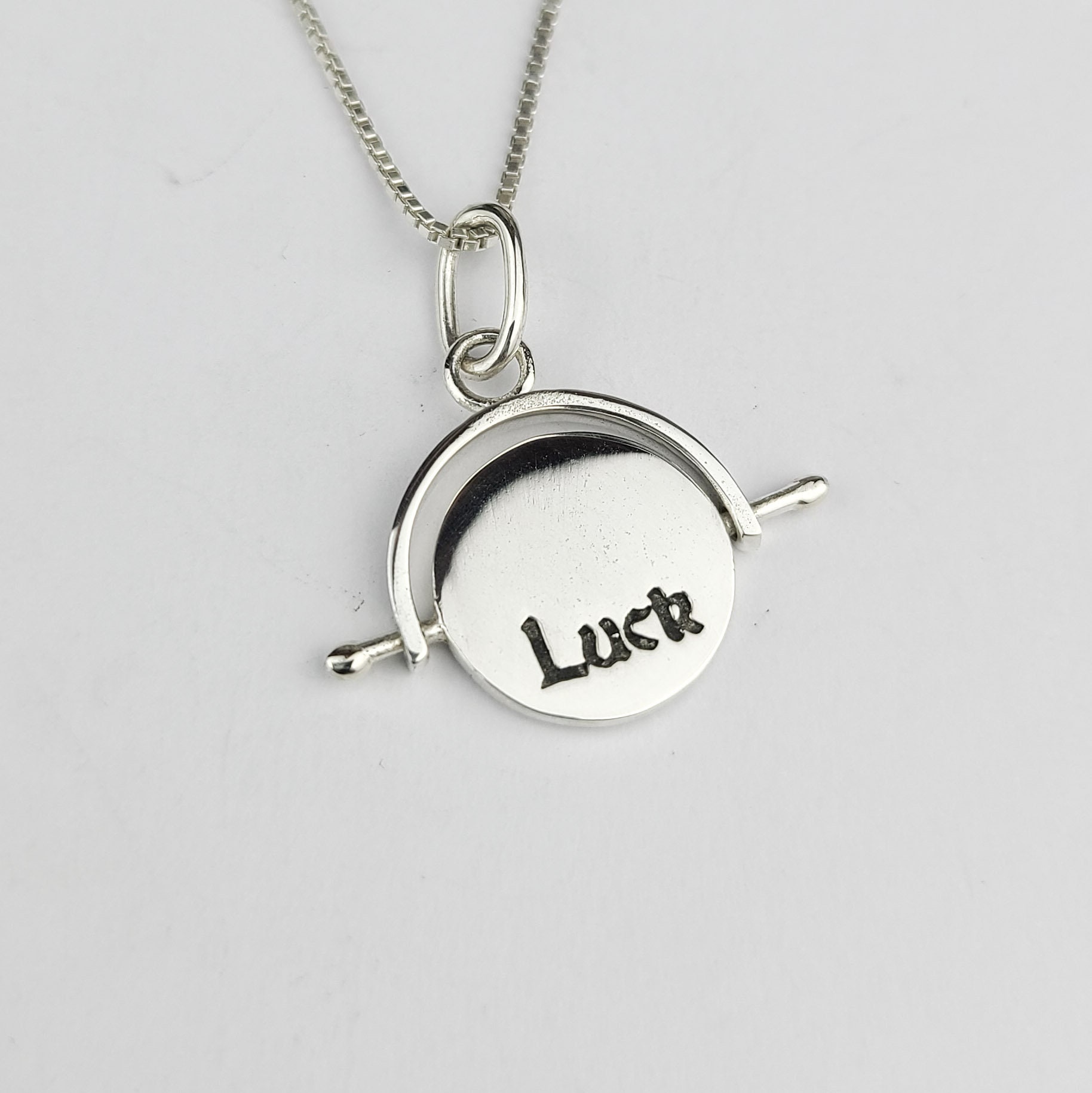 Good Luck Spinning Charm, Kinetic, Health, Silver Pendant, Flip, Token ...
