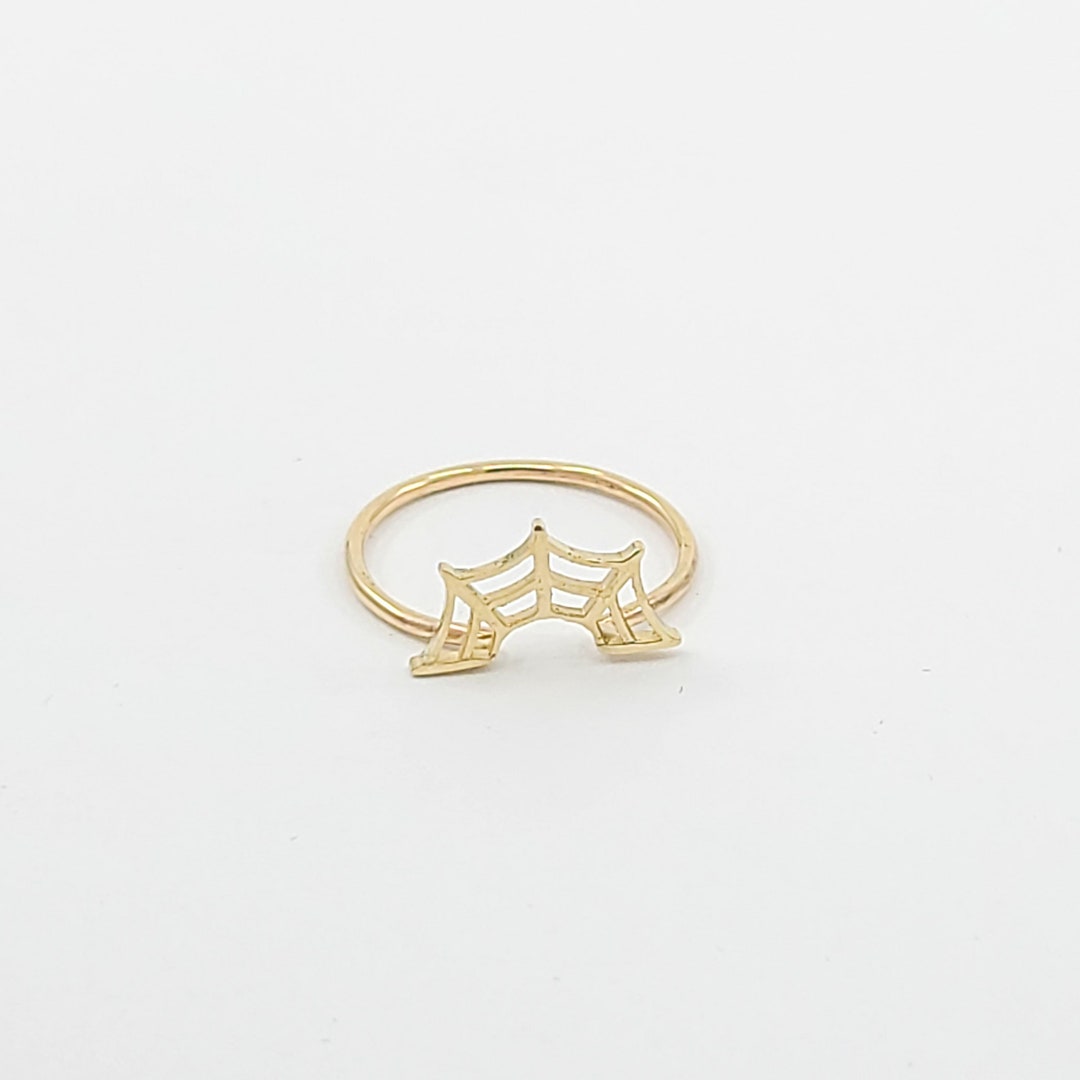 10K - 14K Yellow Gold Spiderweb Wedding Ring, Witch Jewelry, Cobweb ...
