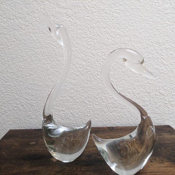 Vintage Blown Glass Swan - Etsy